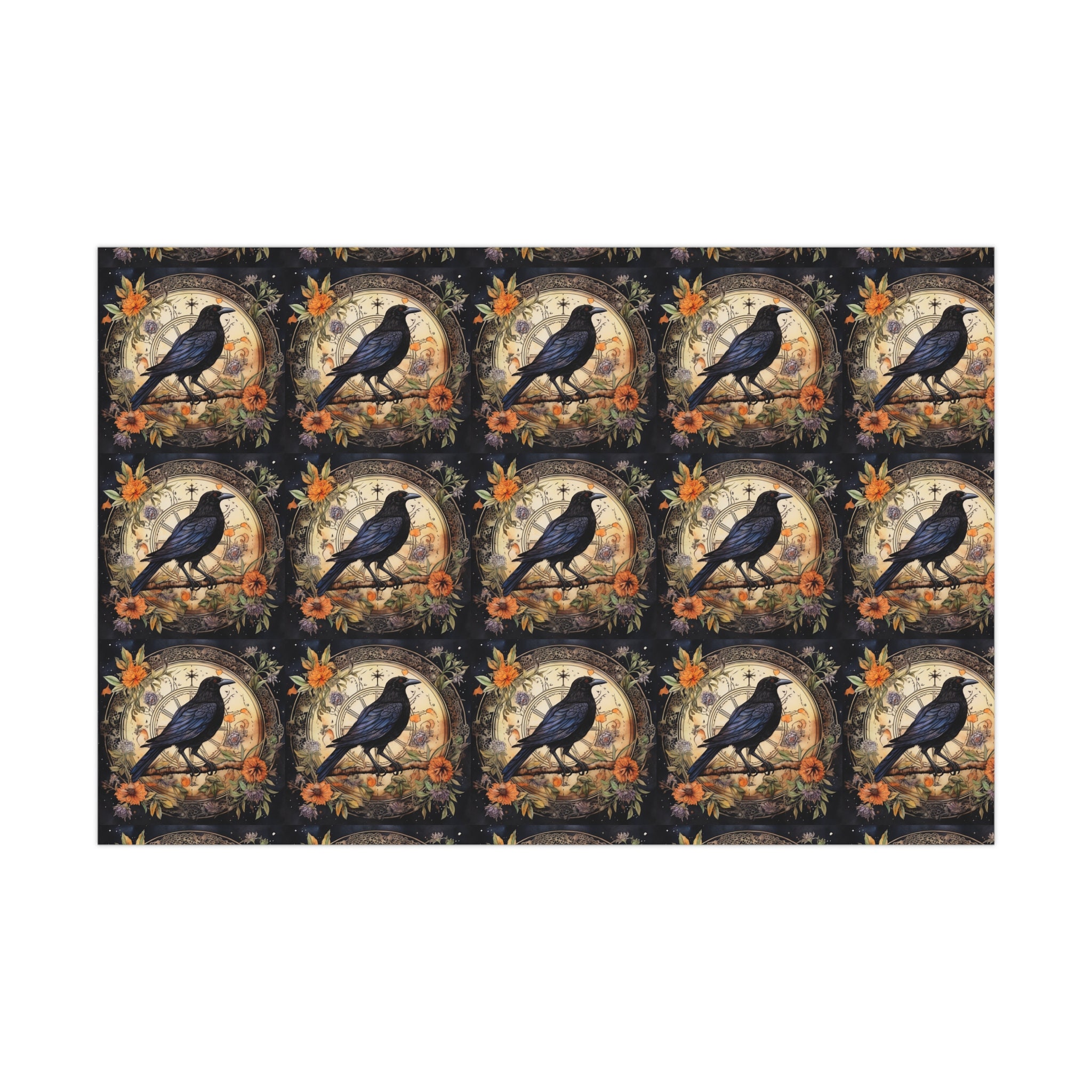 Magical Crow and Witch Designed Wrapping Paper, Perfect for Spooky ...