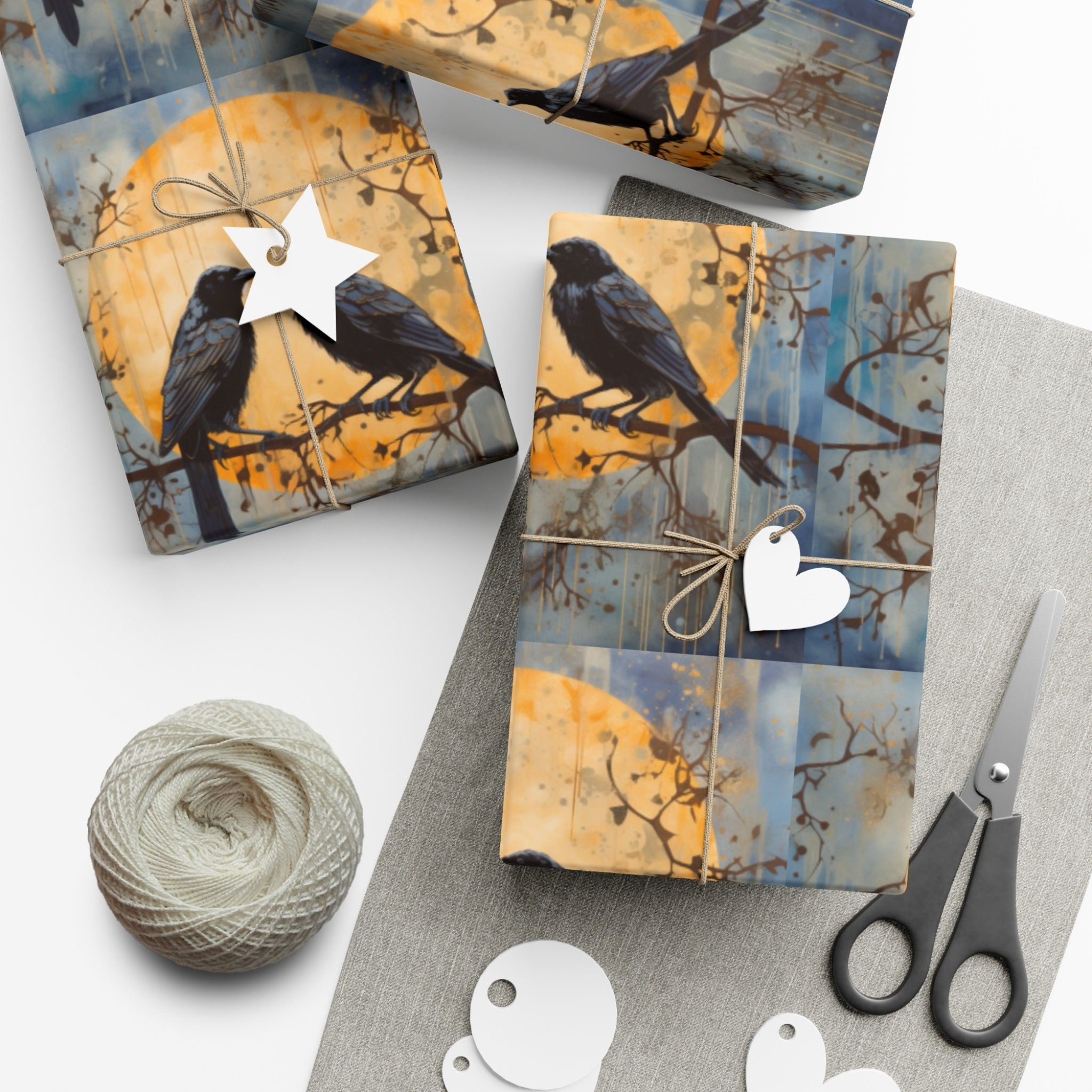 Mystical Black Crow Wrapping Paper, Detailed Crow Artwork, Ideal for ...