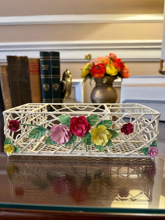 Vintage Tole Dressing Table Box, Tole Jewelry Organiz… - Gem