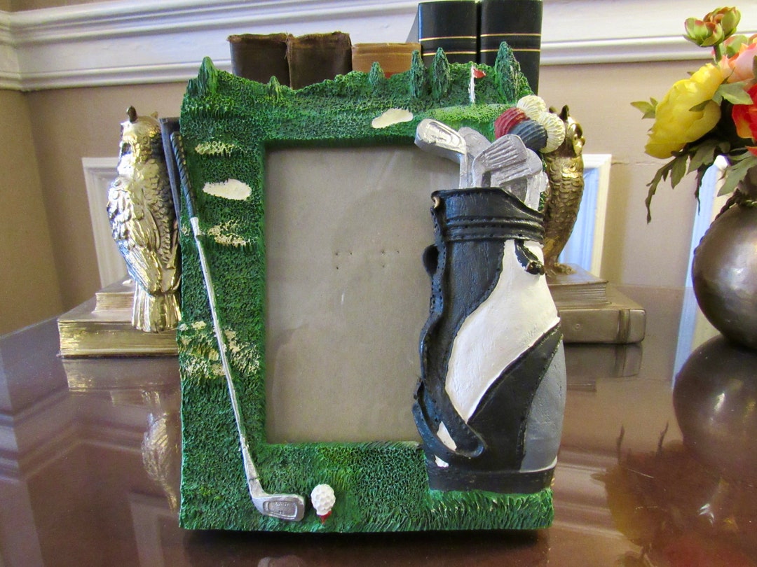 Golf Theme 3D Ceramic Photo Picture Frame, 3D Golf Photo Frame, Vintage ...