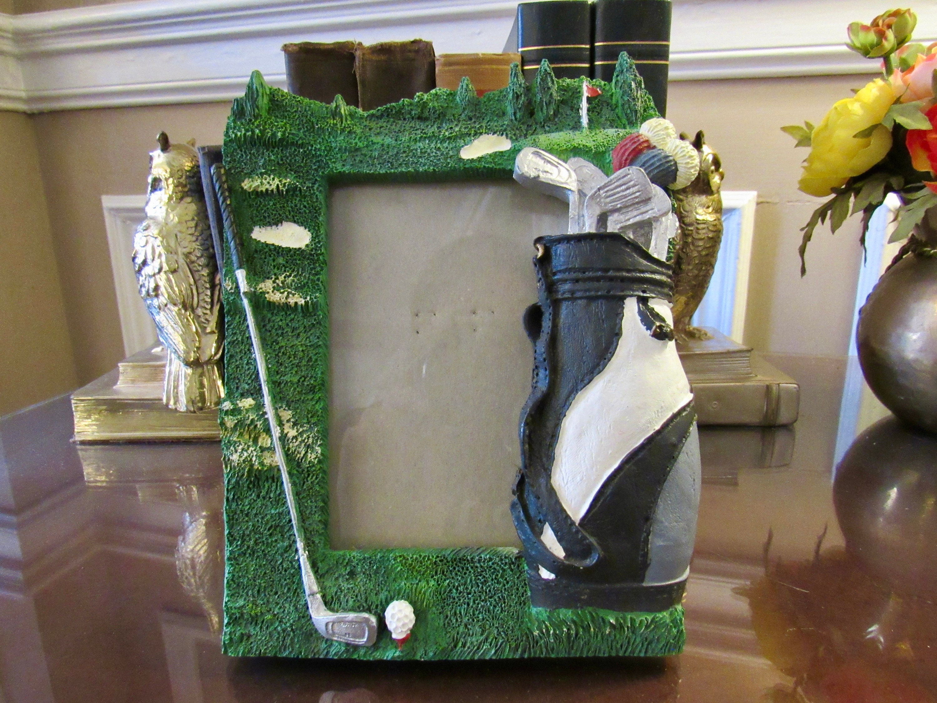 Golf Theme 3D Ceramic Photo Picture Frame, 3D Golf Photo Frame, Vintage ...