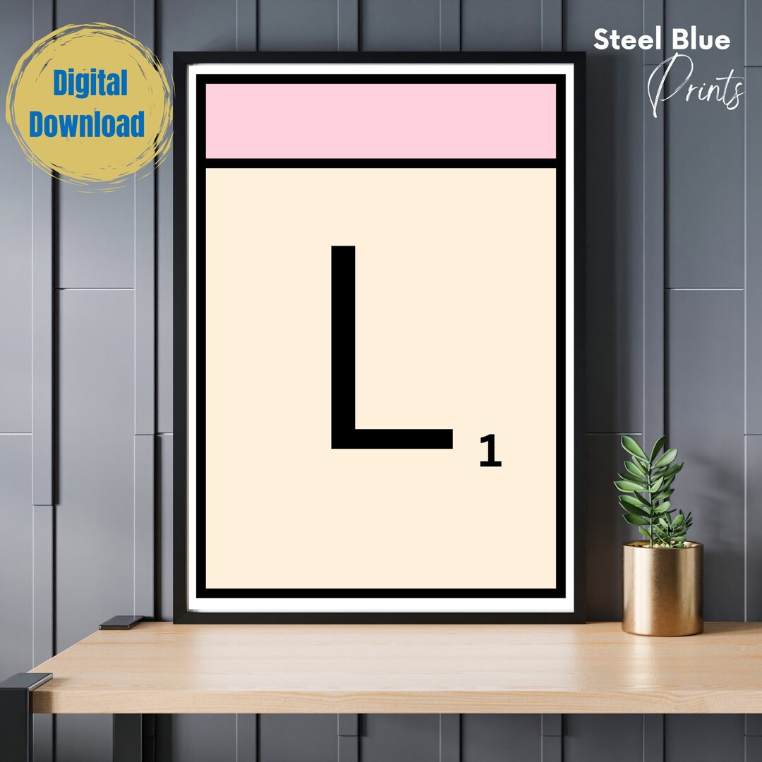 Scrabble Tile L Art Print | Letter Print | Typography Print | Scrabble ...