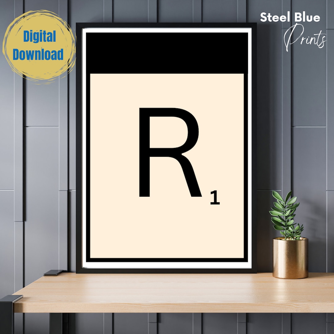 Scrabble Tile R Art Print | Letter Print | Typography Print | Scrabble ...