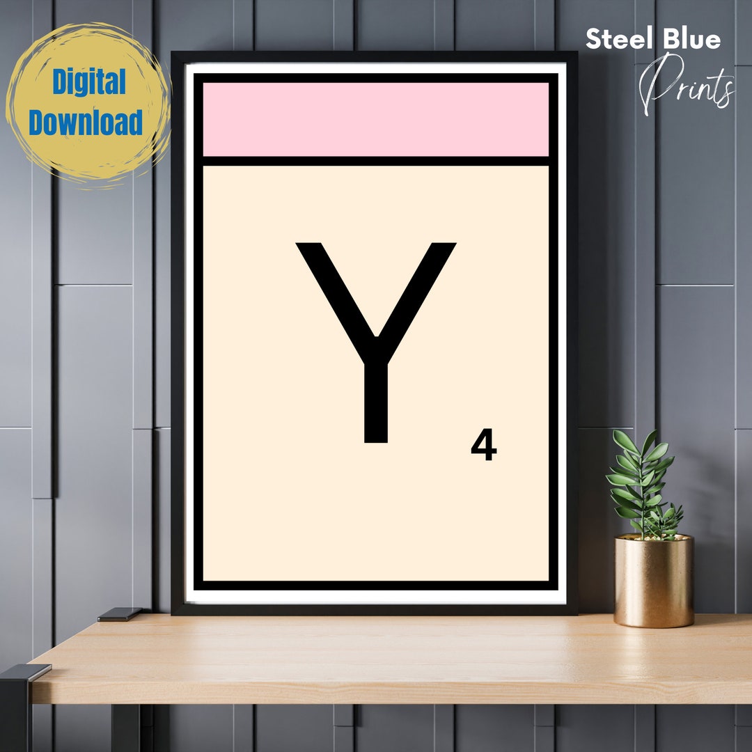 Scrabble Tile Y Art Print | Letter Print | Typography Print | Scrabble ...