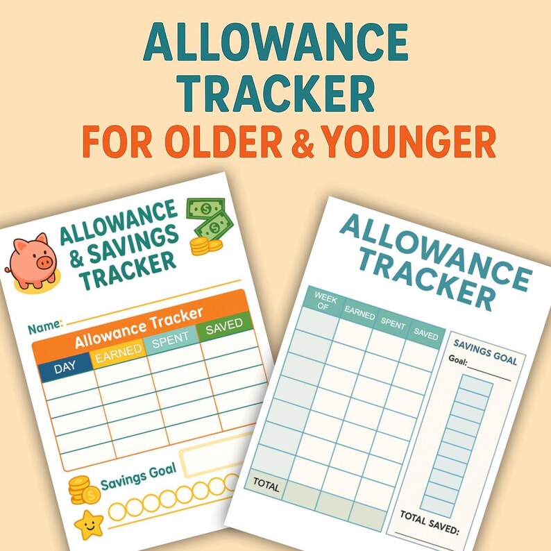 Kids Allowance & Savings Tracker: Printable Money Management Chart (PDF ...
