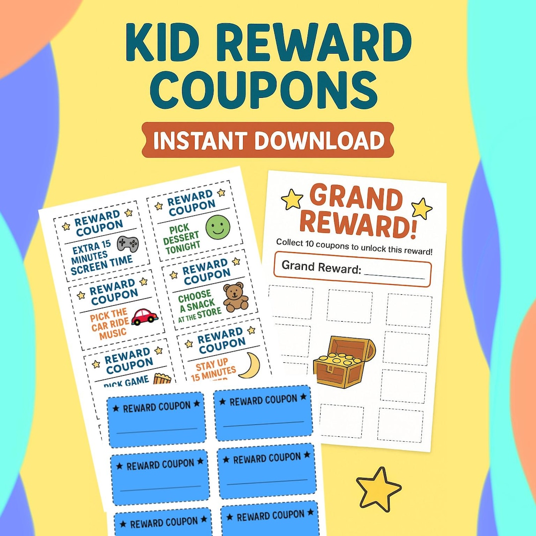Kid Reward Coupon System | Printable Reward Coupons for Kids | Behavior ...