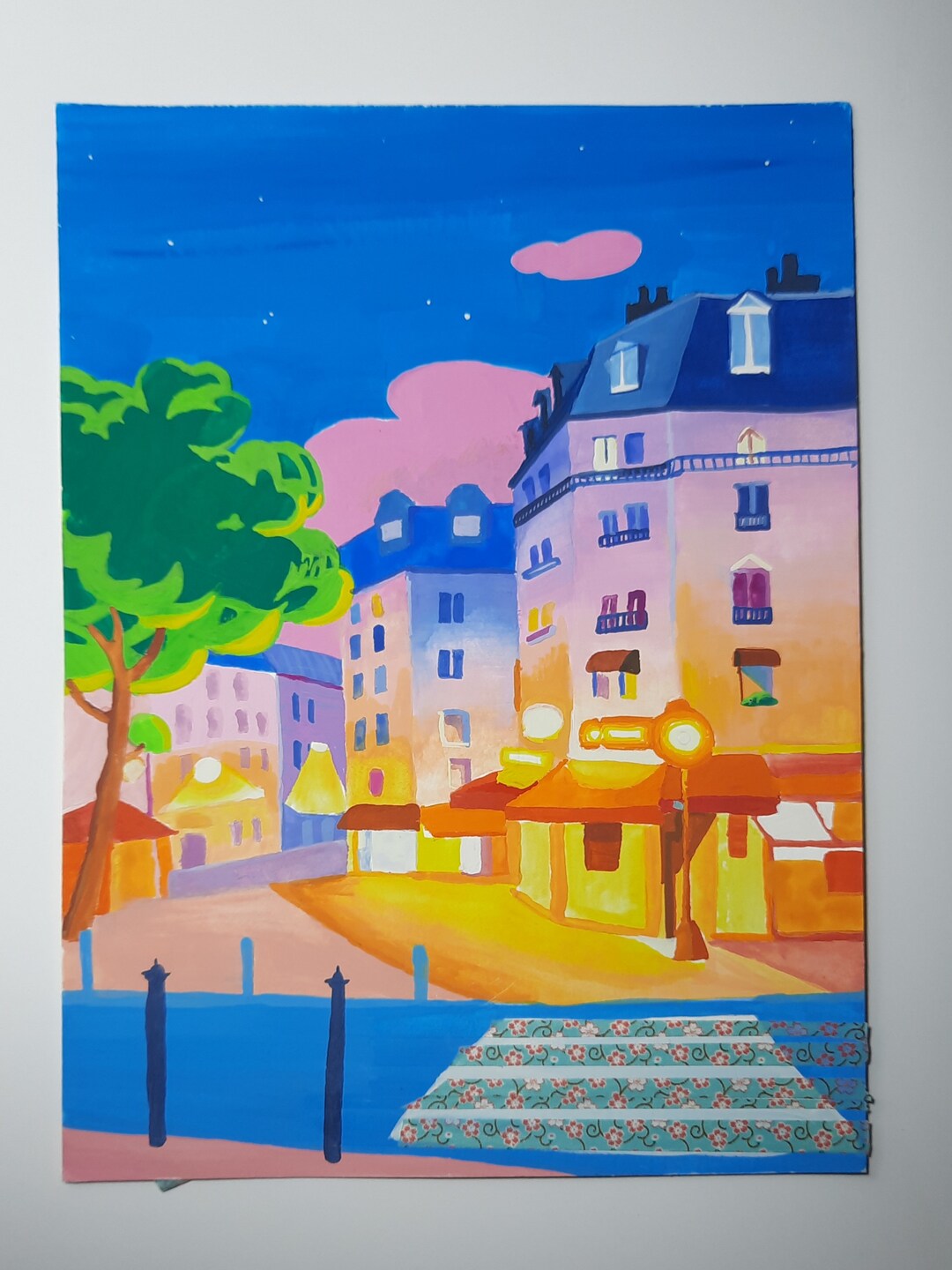 Guache Painting of an Evening in Paris, Warm Colors - Etsy