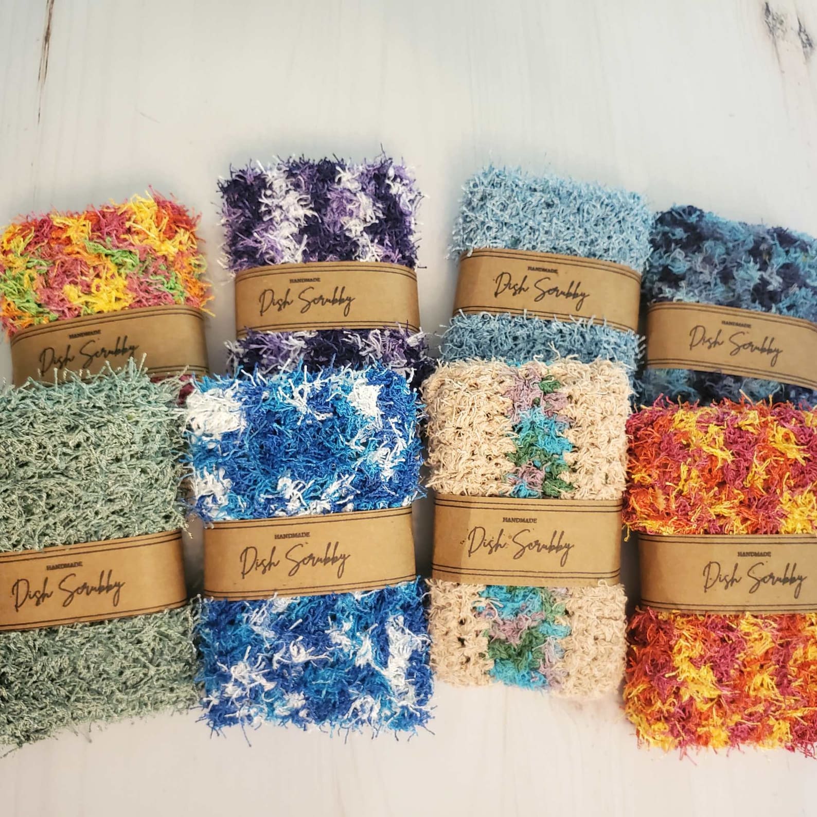 Dish Scrubby Crochet Kitchen Scrubbie Reusable Pot Scrubber Handmade ...