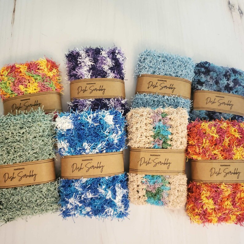 Dish Scrubby Crochet Kitchen Scrubbie Reusable Pot Scrubber Handmade ...