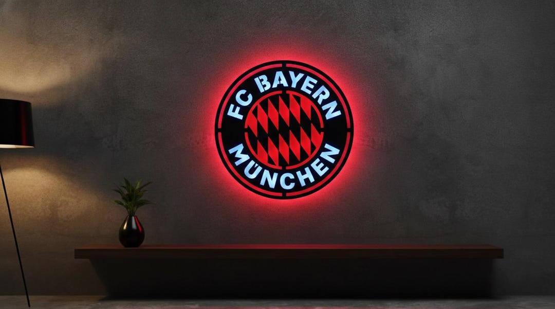 FC Bayern München LED Metal Wall Art | Football Fan Gift | Man Cave ...