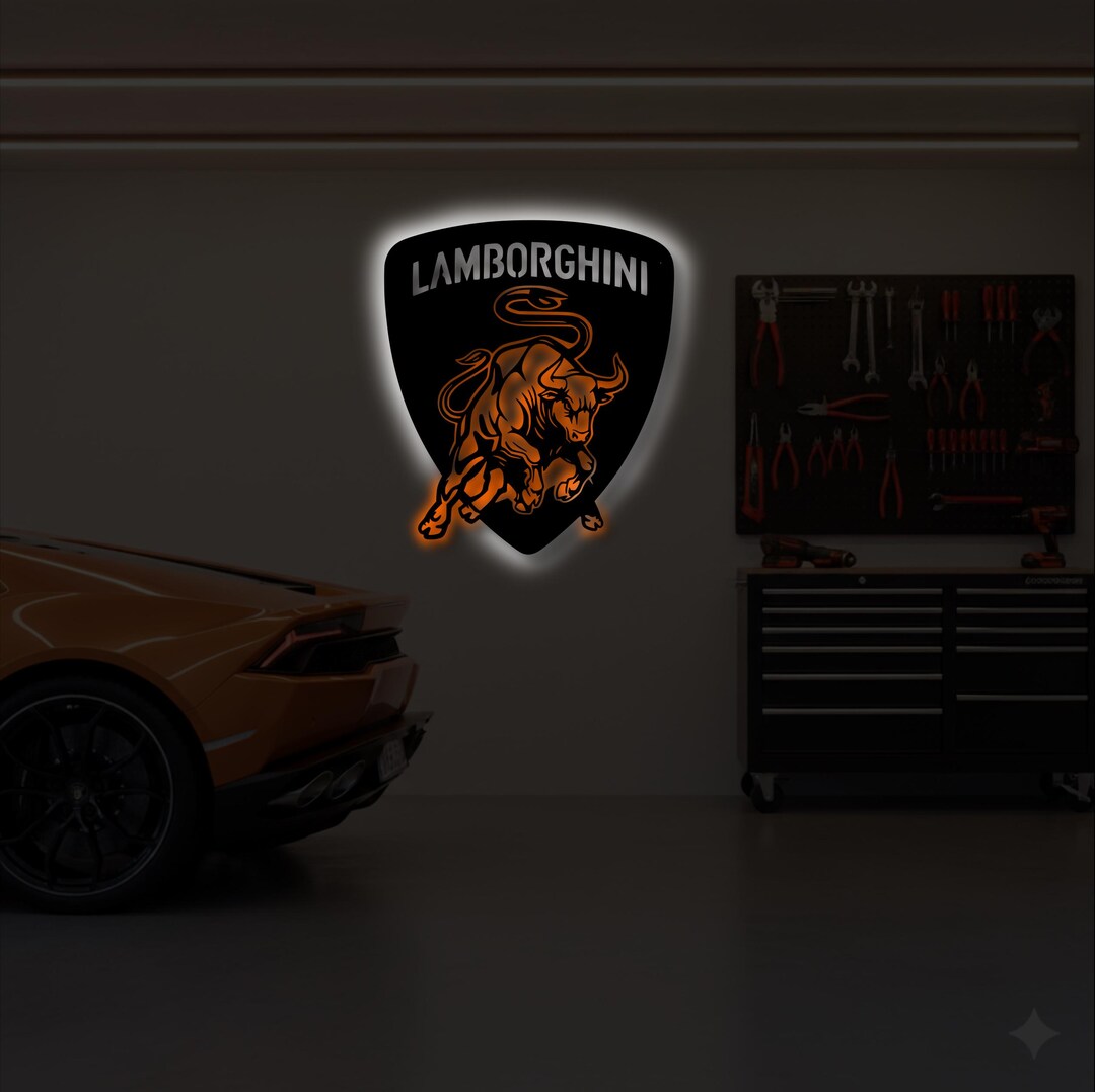 Lamborghini Led Sign - Lamborghini Fans Led Light - Lighted Garage ...