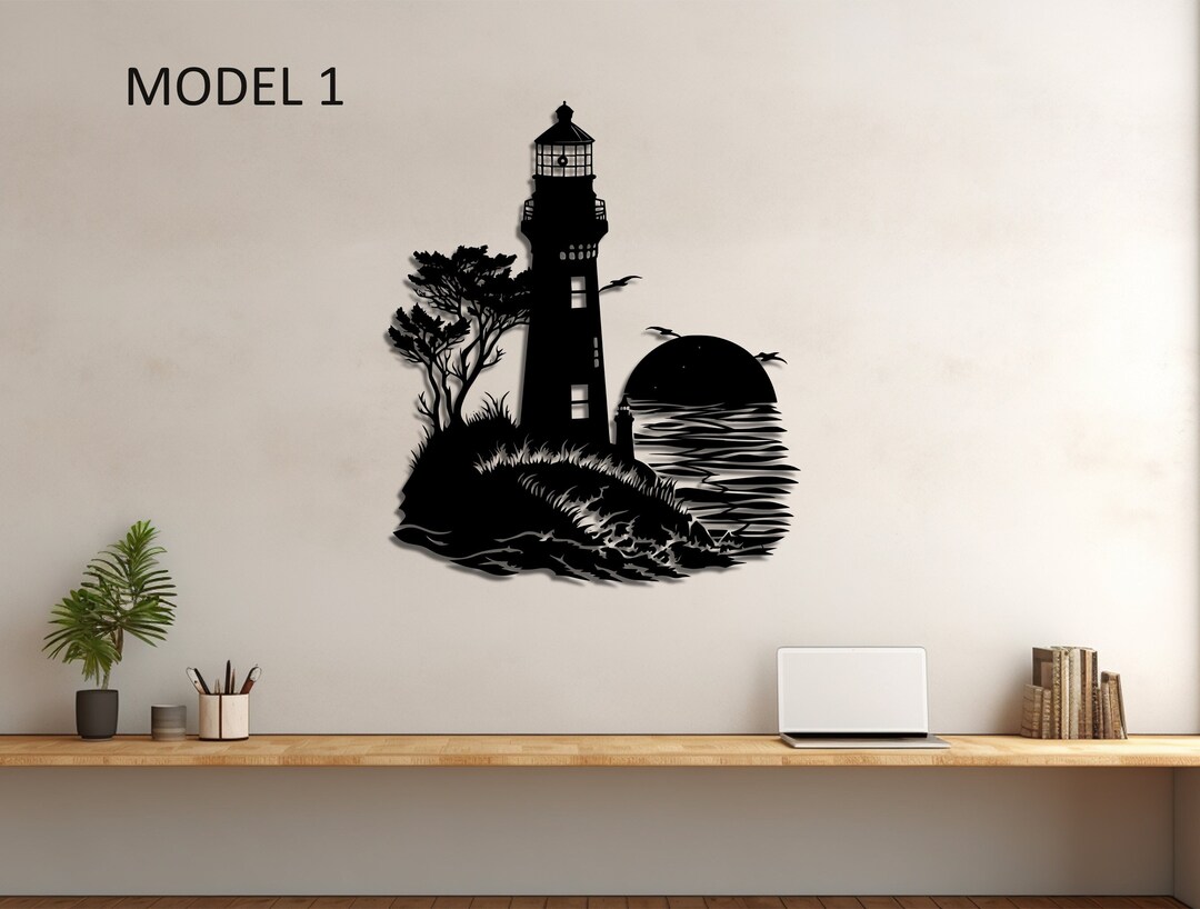 Lighthouse Metal Wall Art, Handmade LED Decor, Captivating Illumination ...