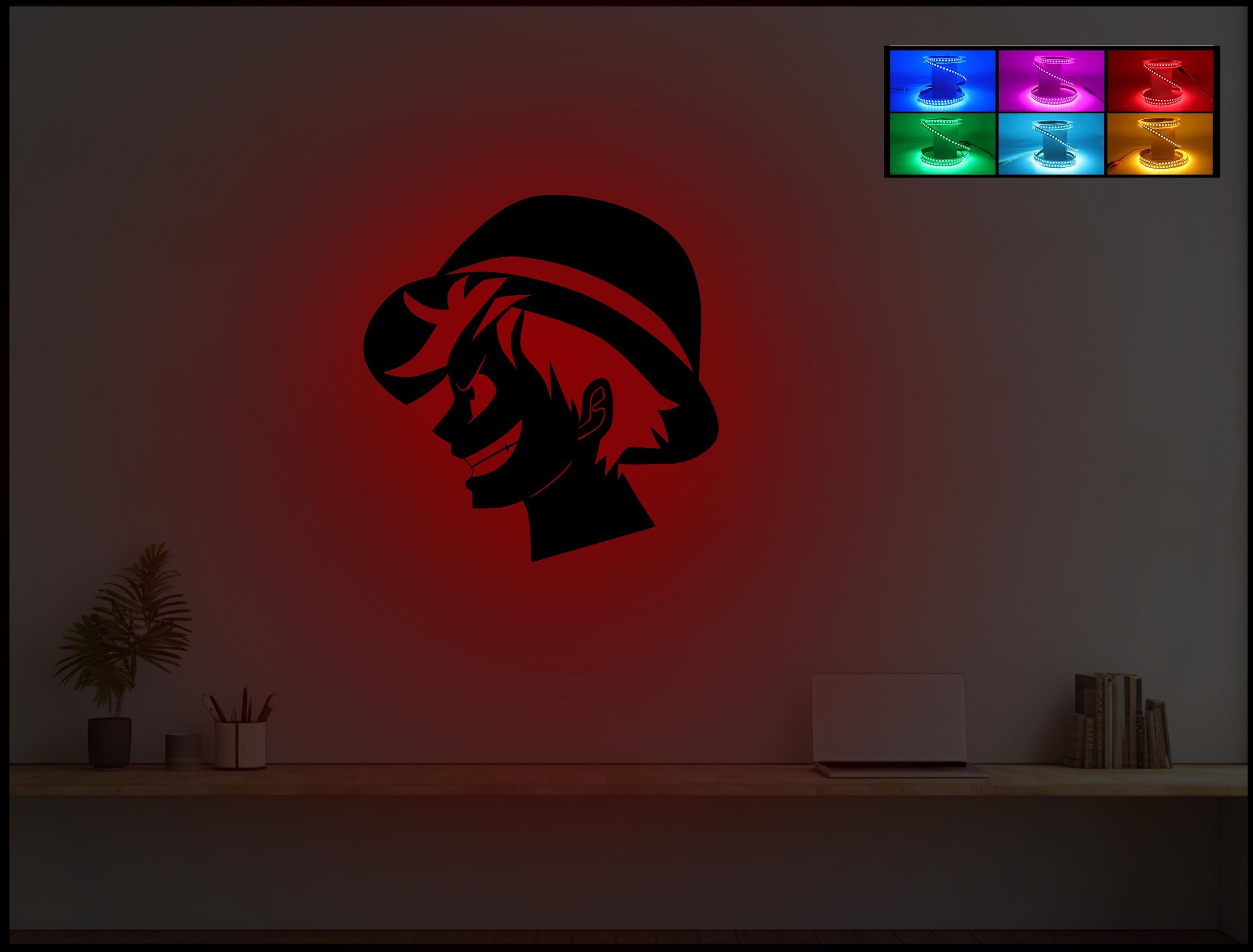 Monkey D. Luffy | Straw Hat Luffy | LED Illuminated Metal Wall Art for ...
