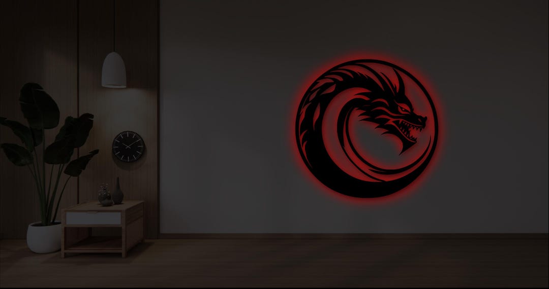 Japanese Red Dragon LED Metal Sign | Gaming Room Neon Decor | Asian ...