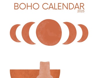 Boho Aesthetic Calendar for Wall, Boho Calendar 2024 2025, Elegant ...