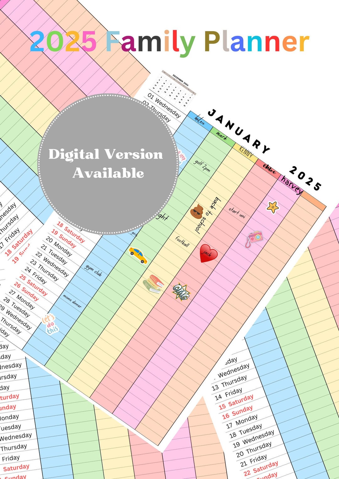 2025 Rainbow Wall Calendar Planner DIGITAL DOWNLOAD - Etsy
