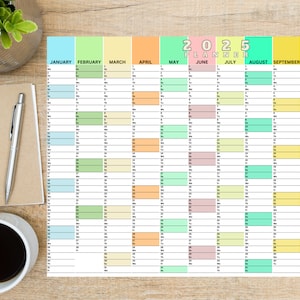 Pastel Colour 2025 Planner A0 to A4 Sizes - Etsy