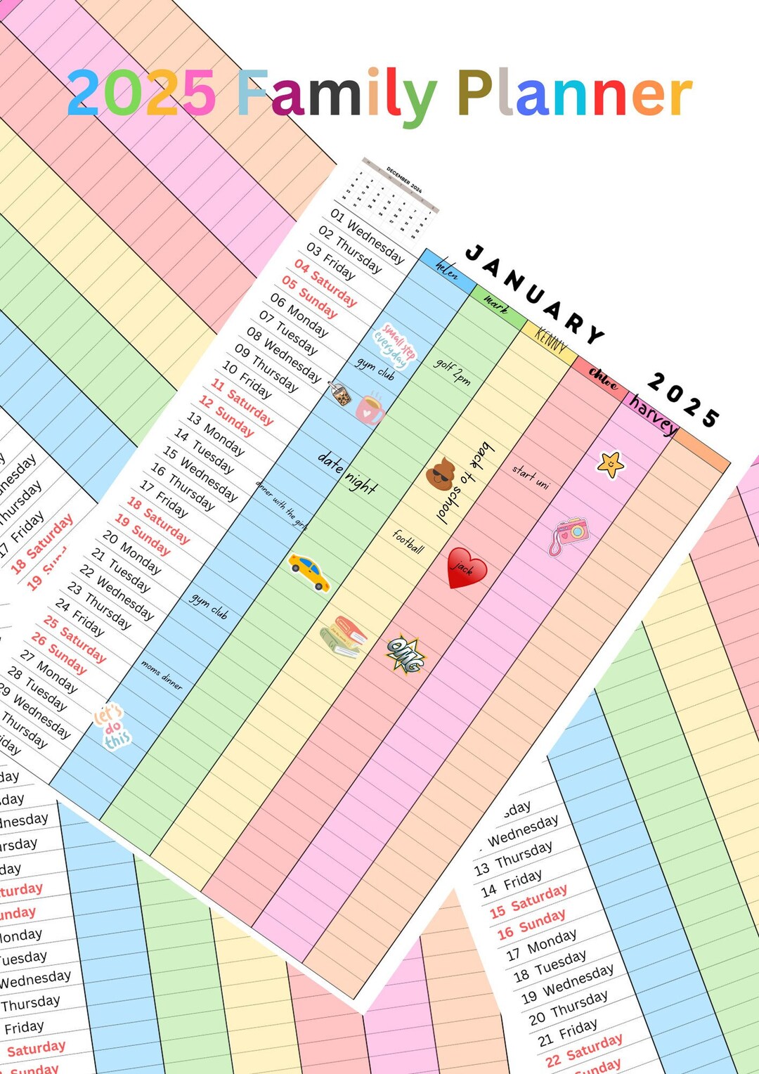 2025 Family Planner A4 Size Wall Calendar Planner - Etsy