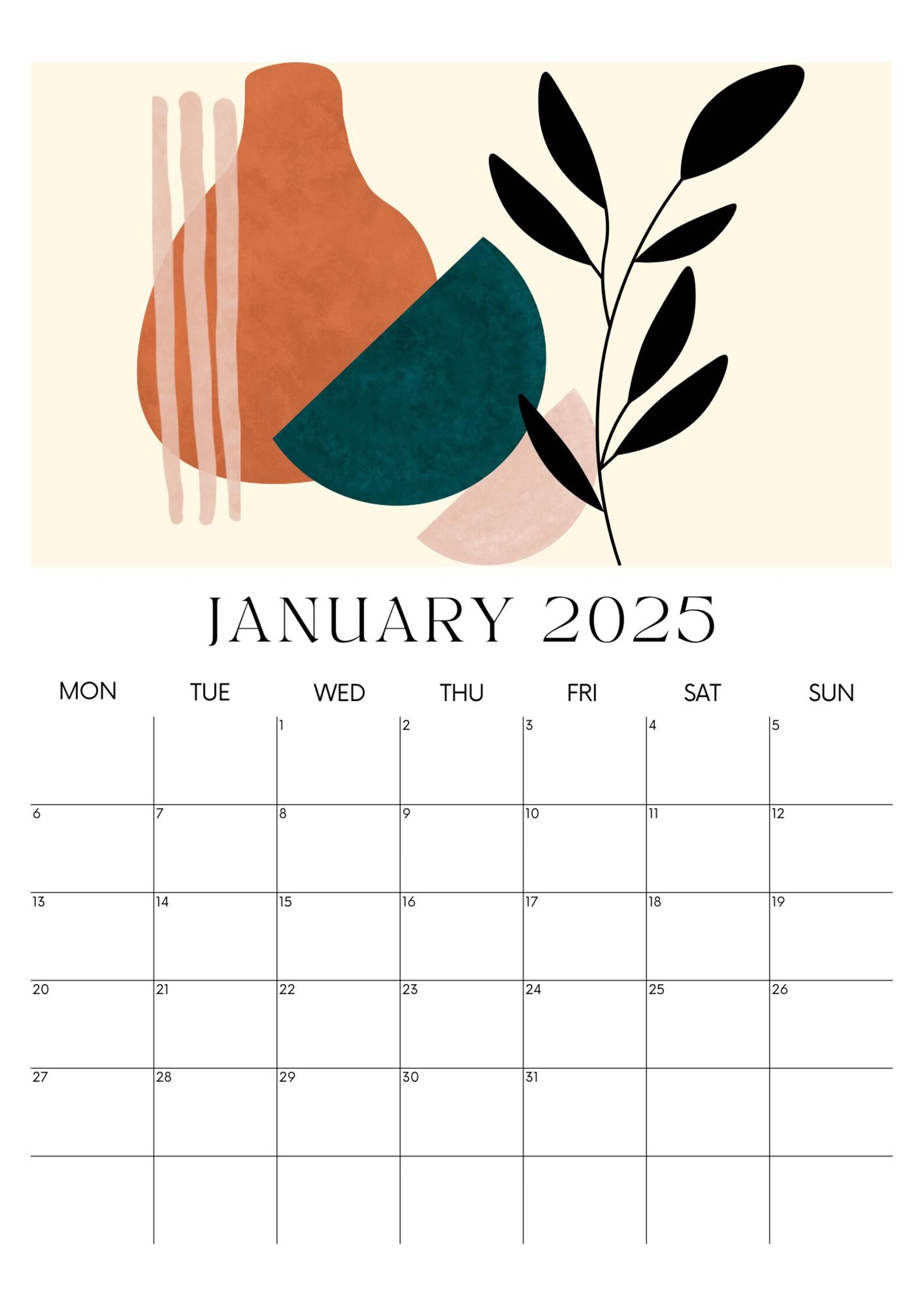 Boho 2025 Calendar - Etsy