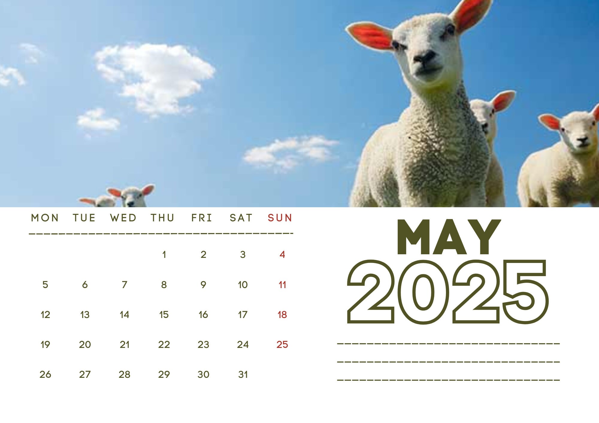 2025 Countryside Calendar A4 Size - Etsy