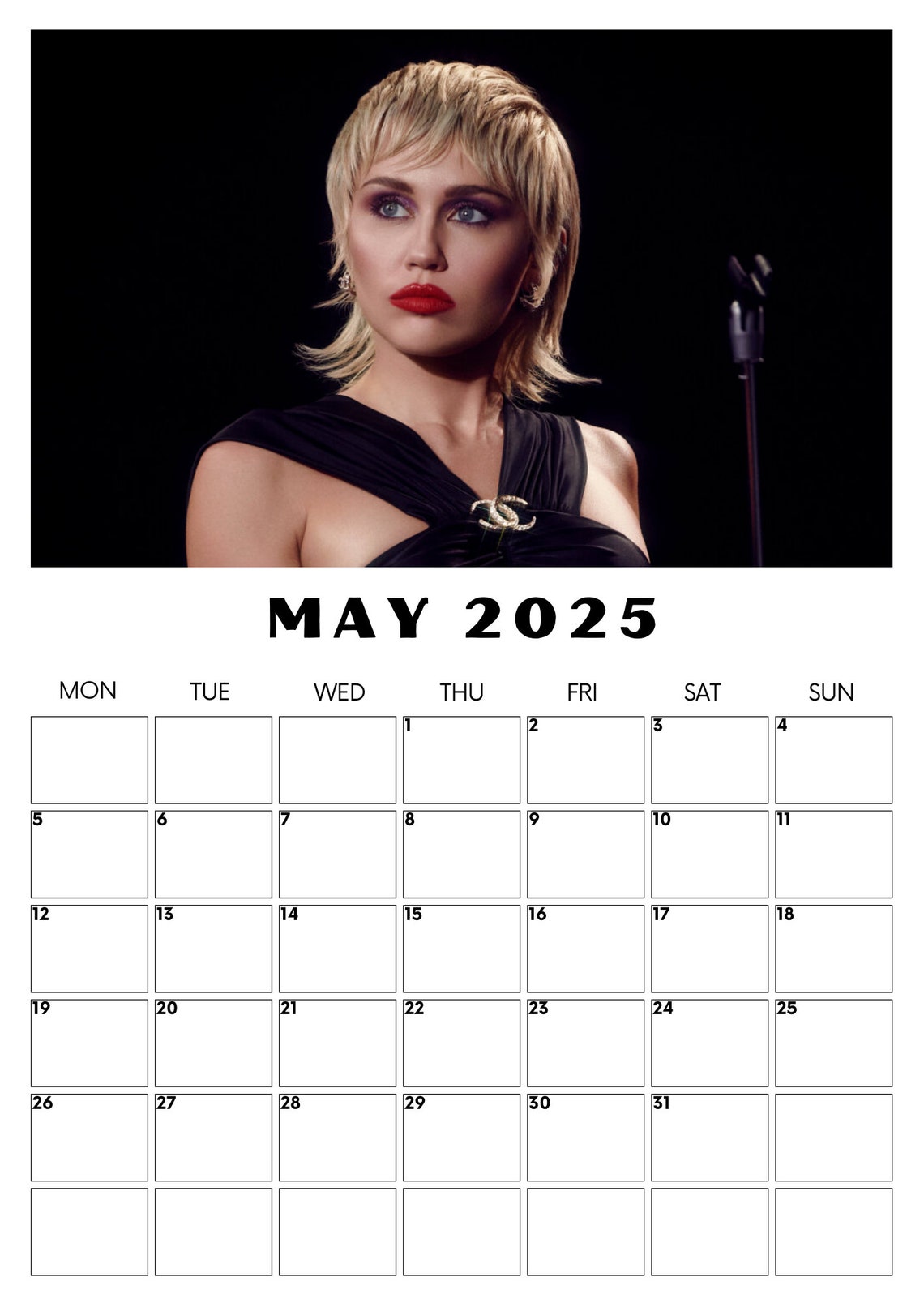 Miley Cyrus 2025 Calendar / Planner digital Download - Etsy Canada