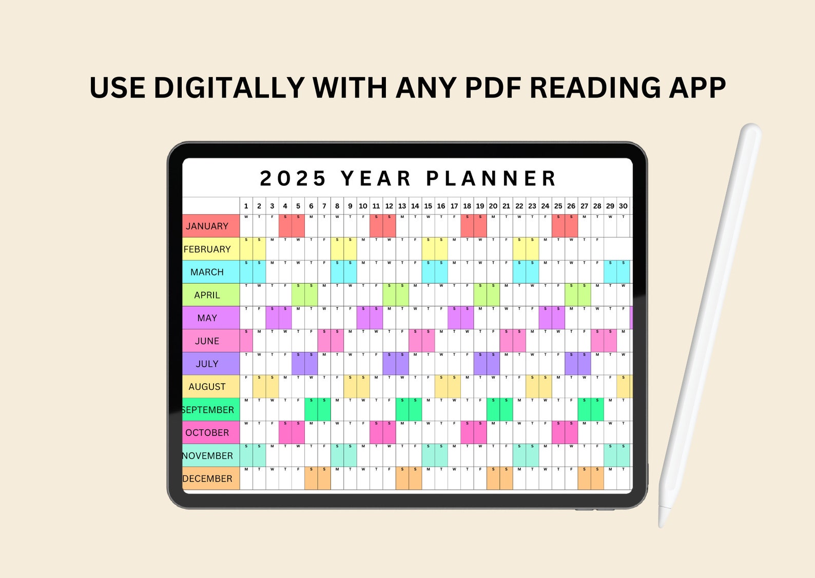 2025 Year Planner A0 to A4 Sizes - Etsy