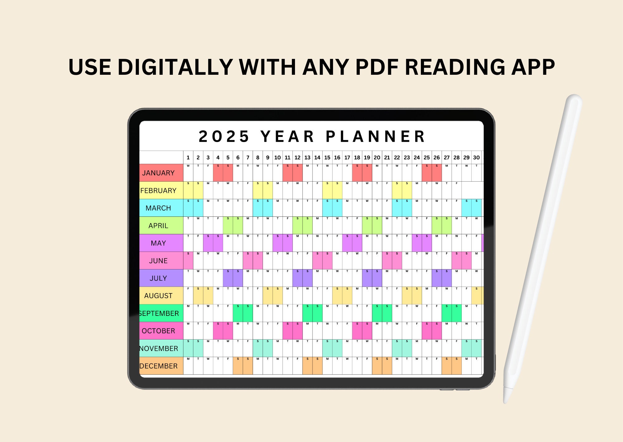 2025 Year Planner A0 to A4 Sizes - Etsy