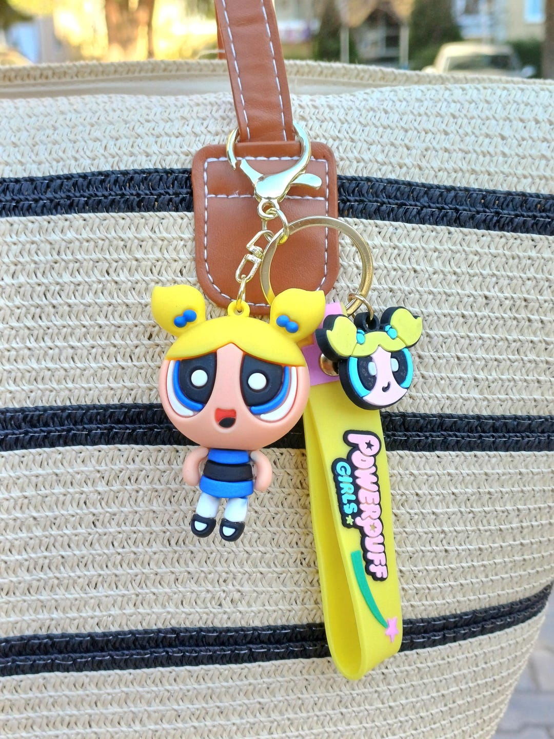 Powerpuff Girls Keychain, Bubbles Charm, Cute Cartoon Bag Accessory ...