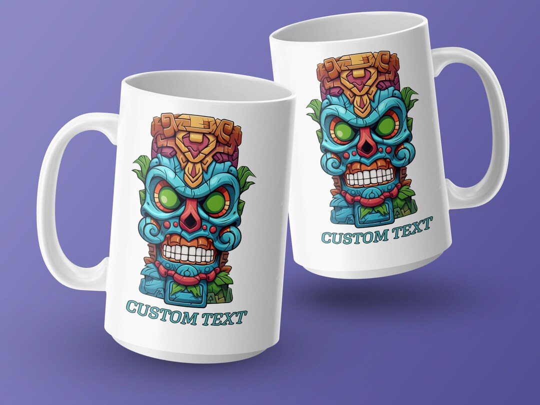 Tiki Mask Ceramic Mug Gift With Personalized Message and Polynesian ...