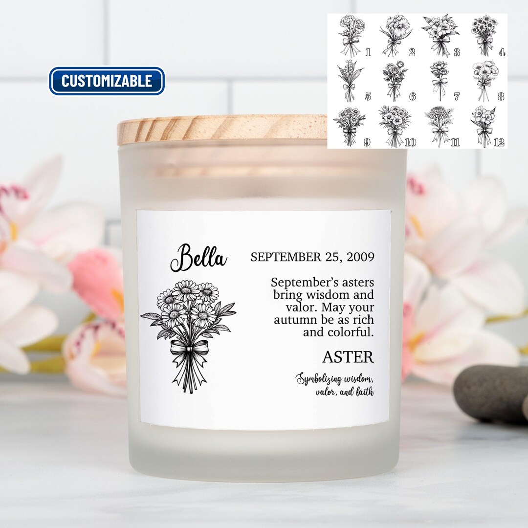 Custom Candle September Aster, Birthday Gift for Her, Trending Now ...