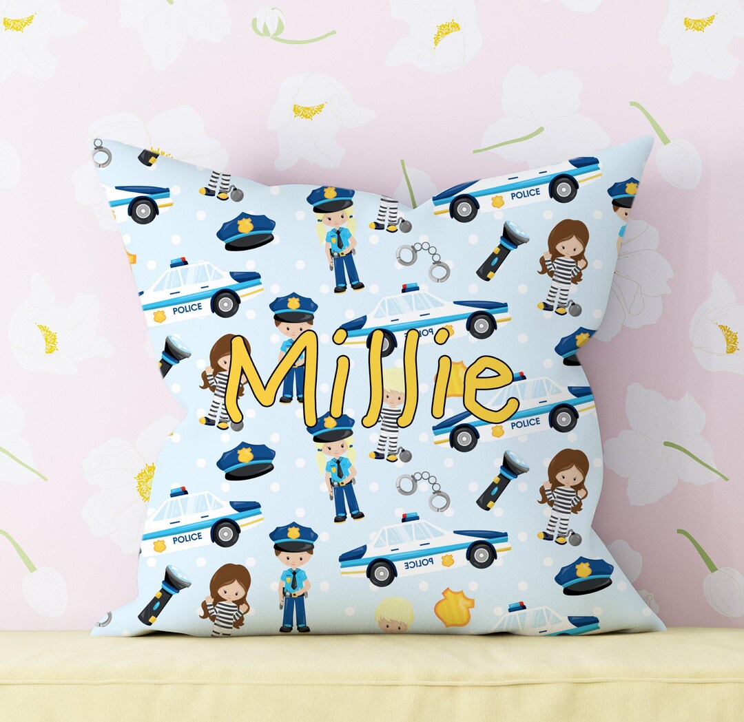 Personalized Police Car Pillow: Custom Name Nursery Decor - Etsy