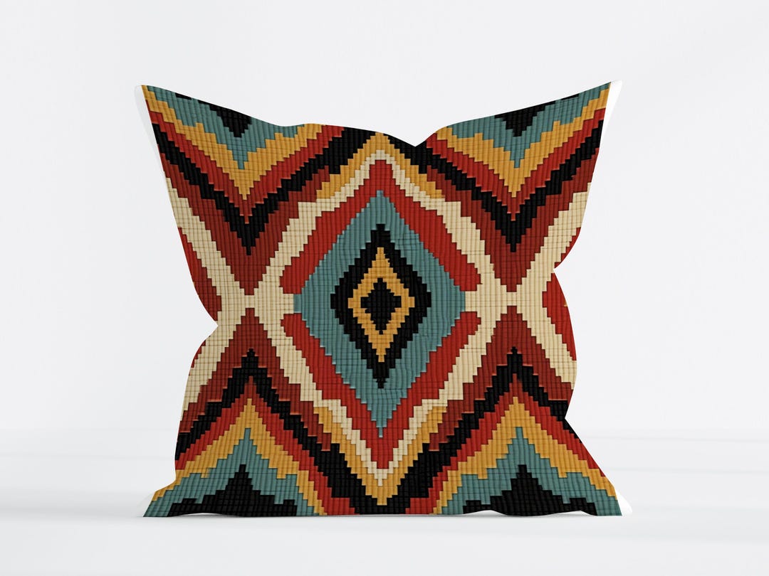 Aztec Woven Pillow, Colorful Geometric Mexican Decor - Etsy