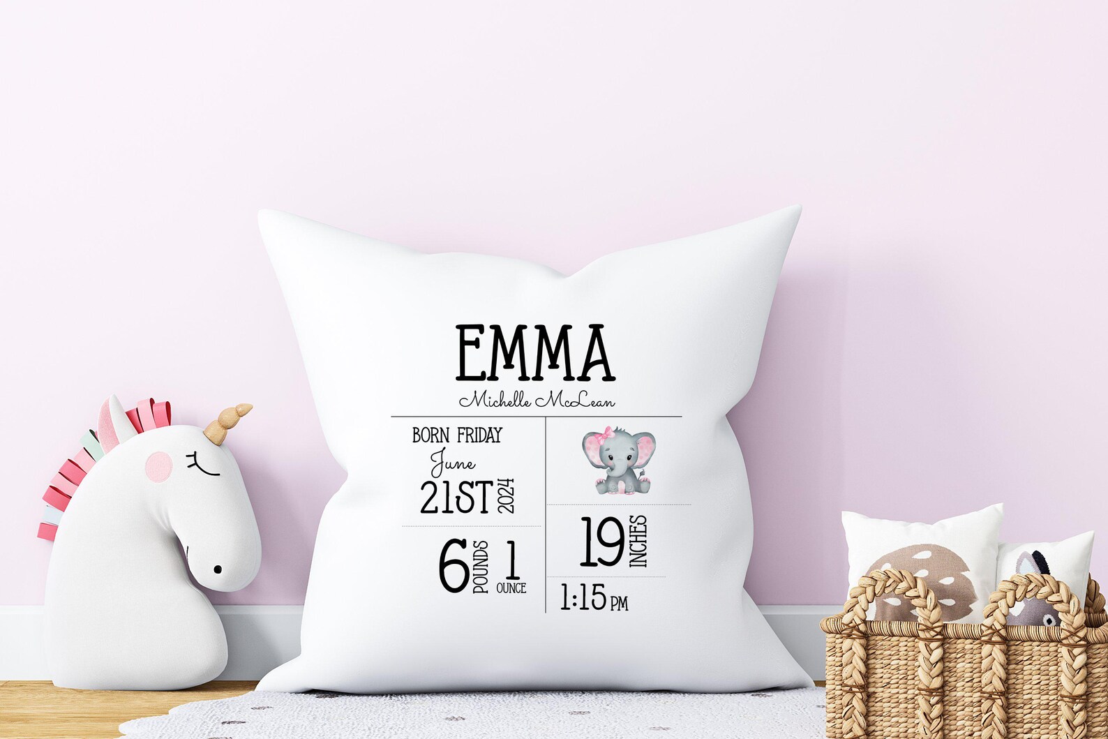 Custom Birth Stats Pillow: Personalized Baby Announcement, Nursery ...