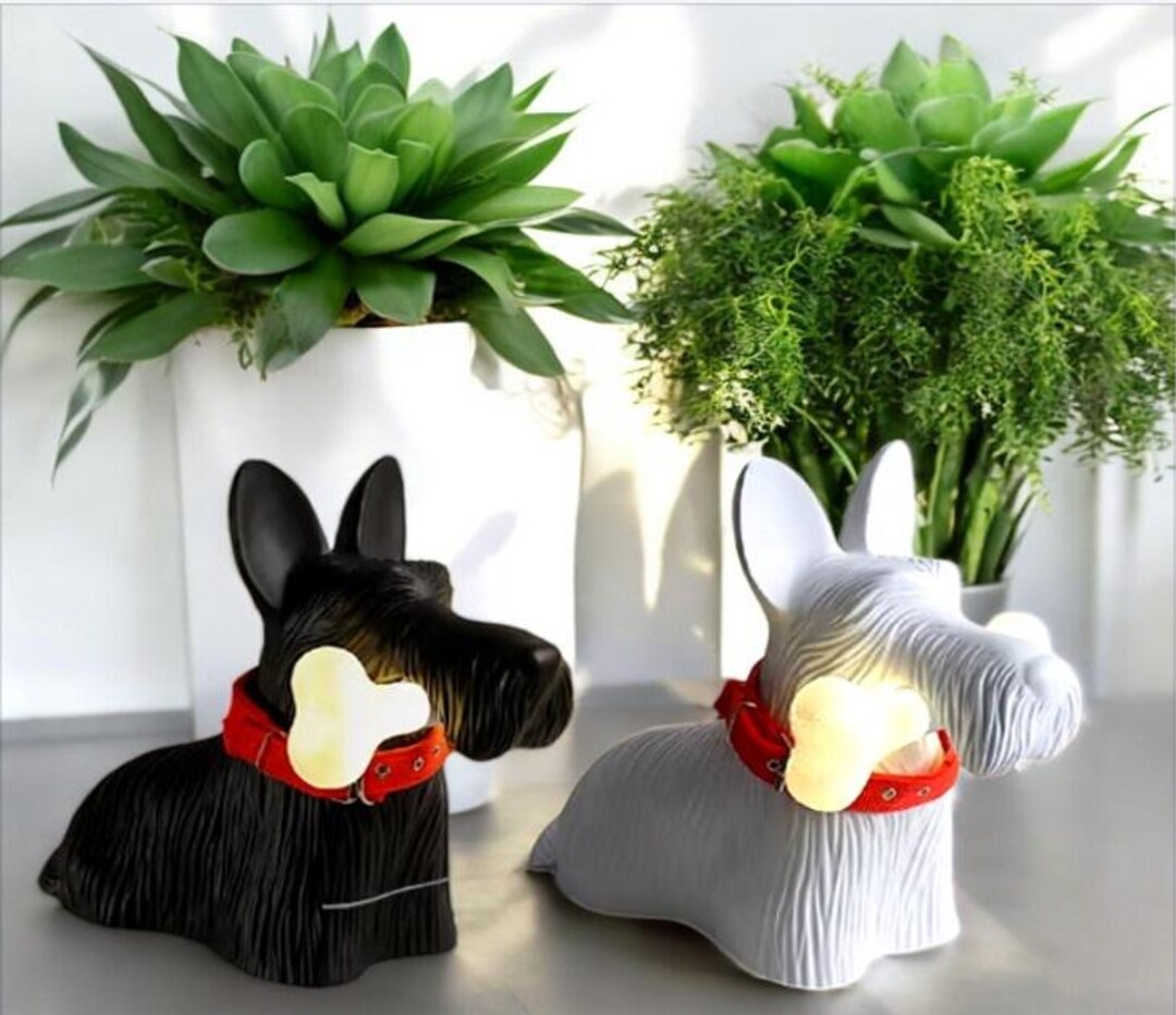 Resin Dog Table Lamp: Nordic Style Desk Light With Bone - Etsy