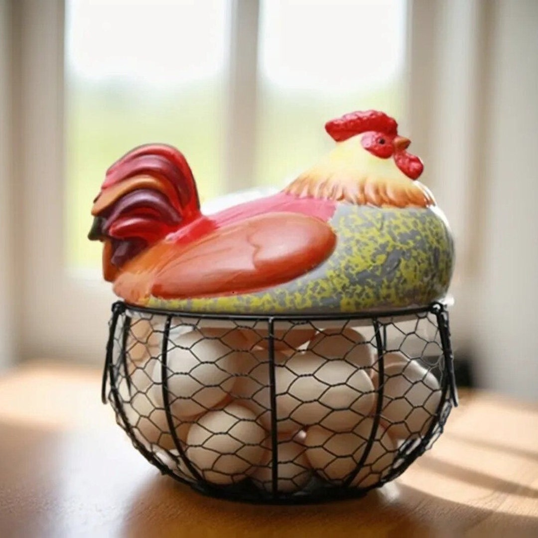 Ceramic Egg Holder Hen Ornaments Decoration Kitchen Storage - Etsy