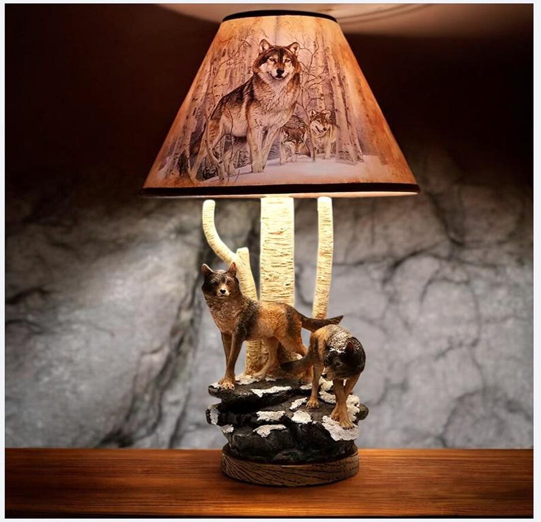 Home Décor Resin Wolf Table Lamps Creative Animal Reading Desk Light ...