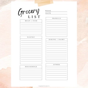 Minimalist Grocery List Weekly Meal Planner, Meal Plan, Shopping ...