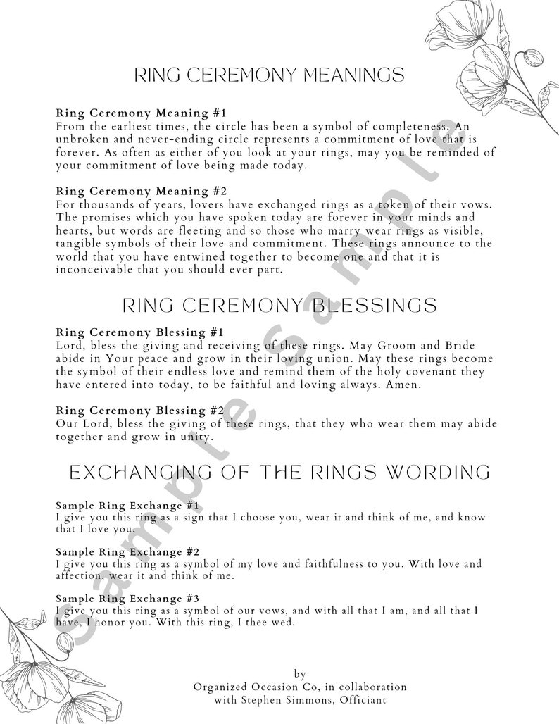 Wedding Ring Exchange Ceremony, Marriage, Wedding Planner, DIY Custom ...