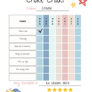 Editable Kids Chore Chart Planner Template, Instant Digital Download ...