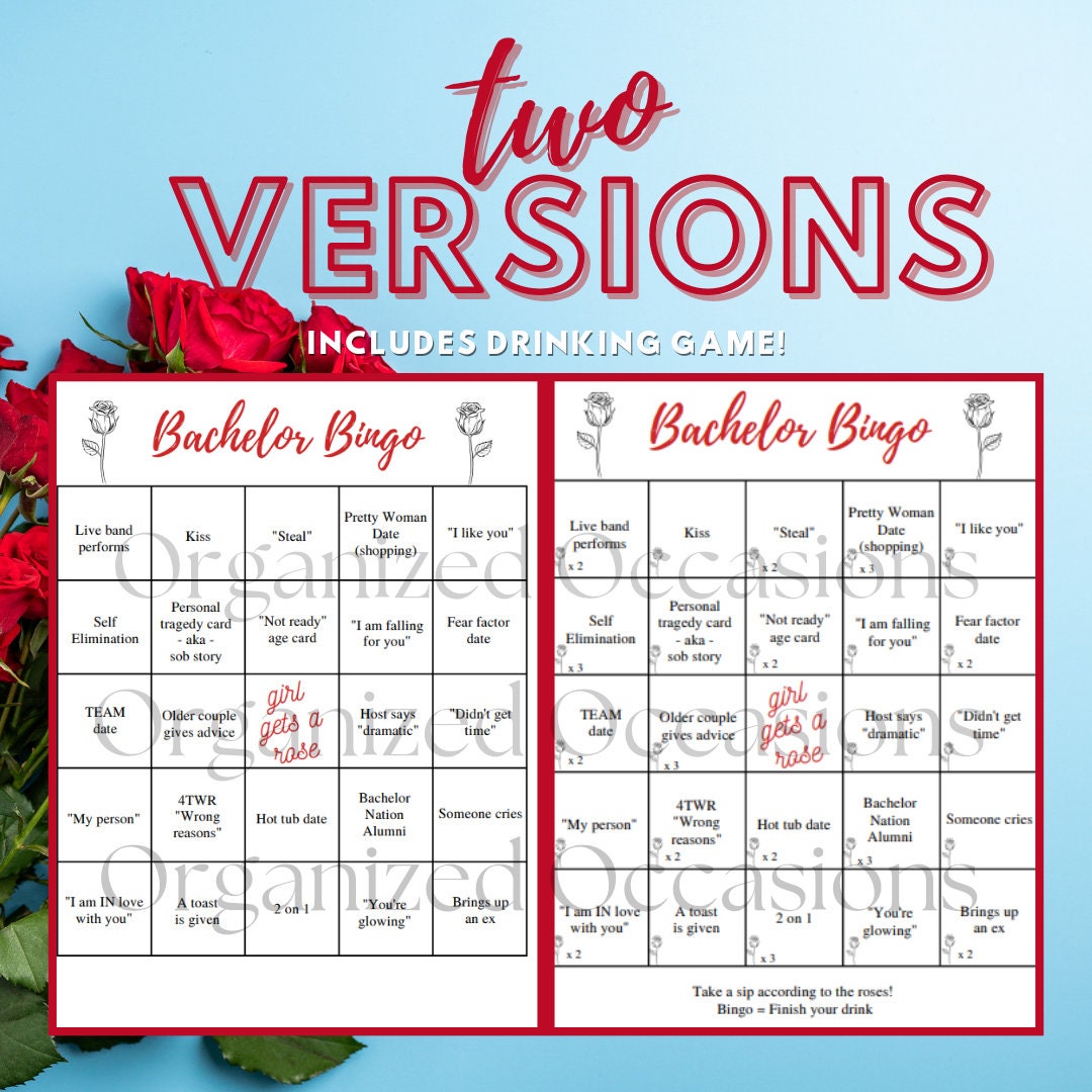 Bachelor Bingo Card, ABC, Bachelorette, Digital Download, Bachelor ...