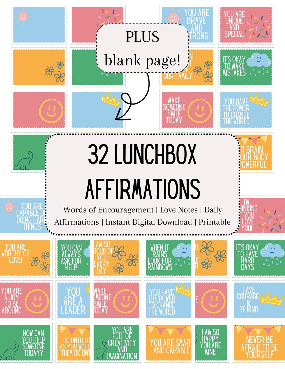 Lunch Box Affirmations for Children Instant Digital Download - Etsy