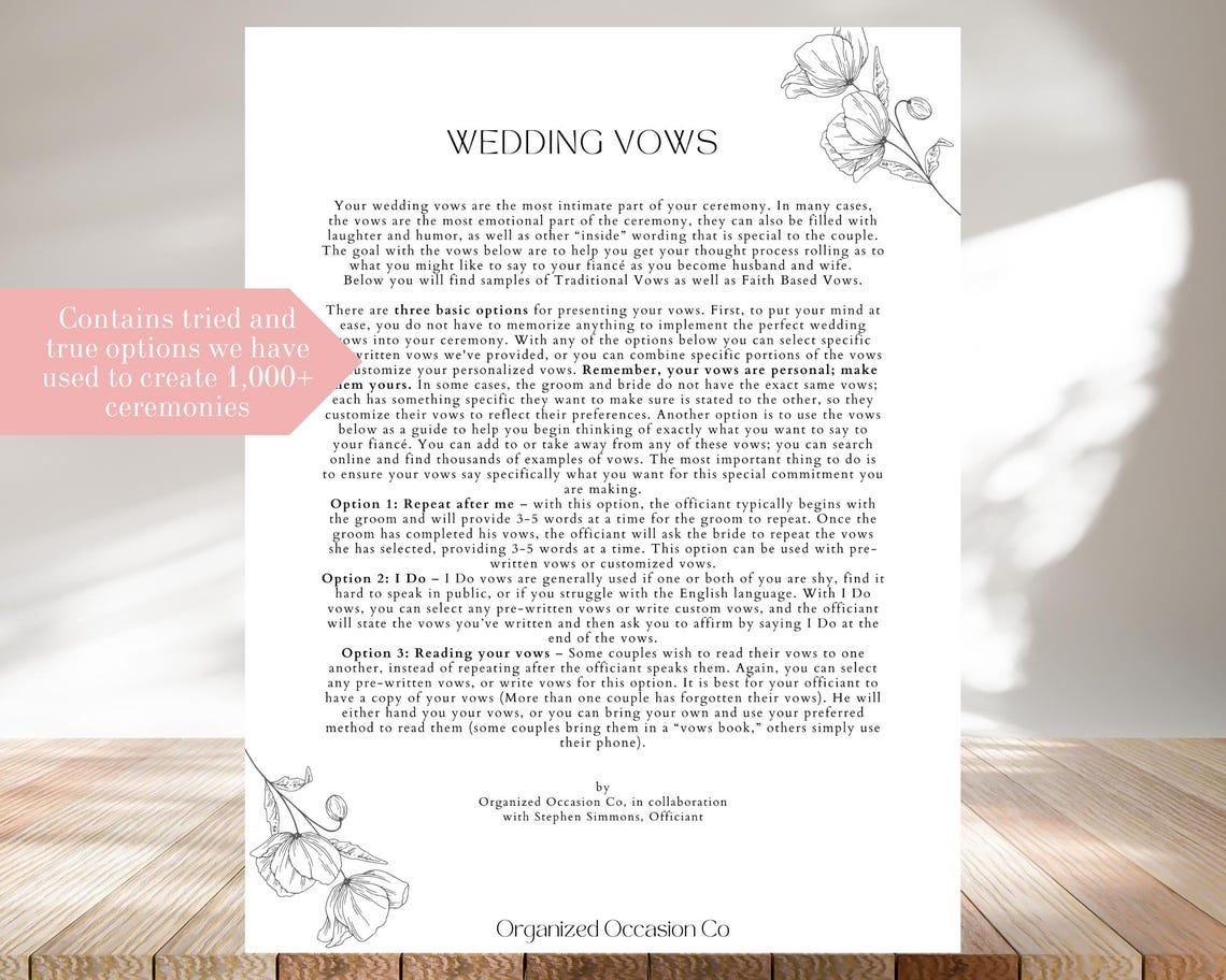 Wedding Ceremony Custom Creation Guide, Officiant Template, Wedding ...