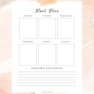 Minimalist Grocery List Weekly Meal Planner, Meal Plan, Shopping ...