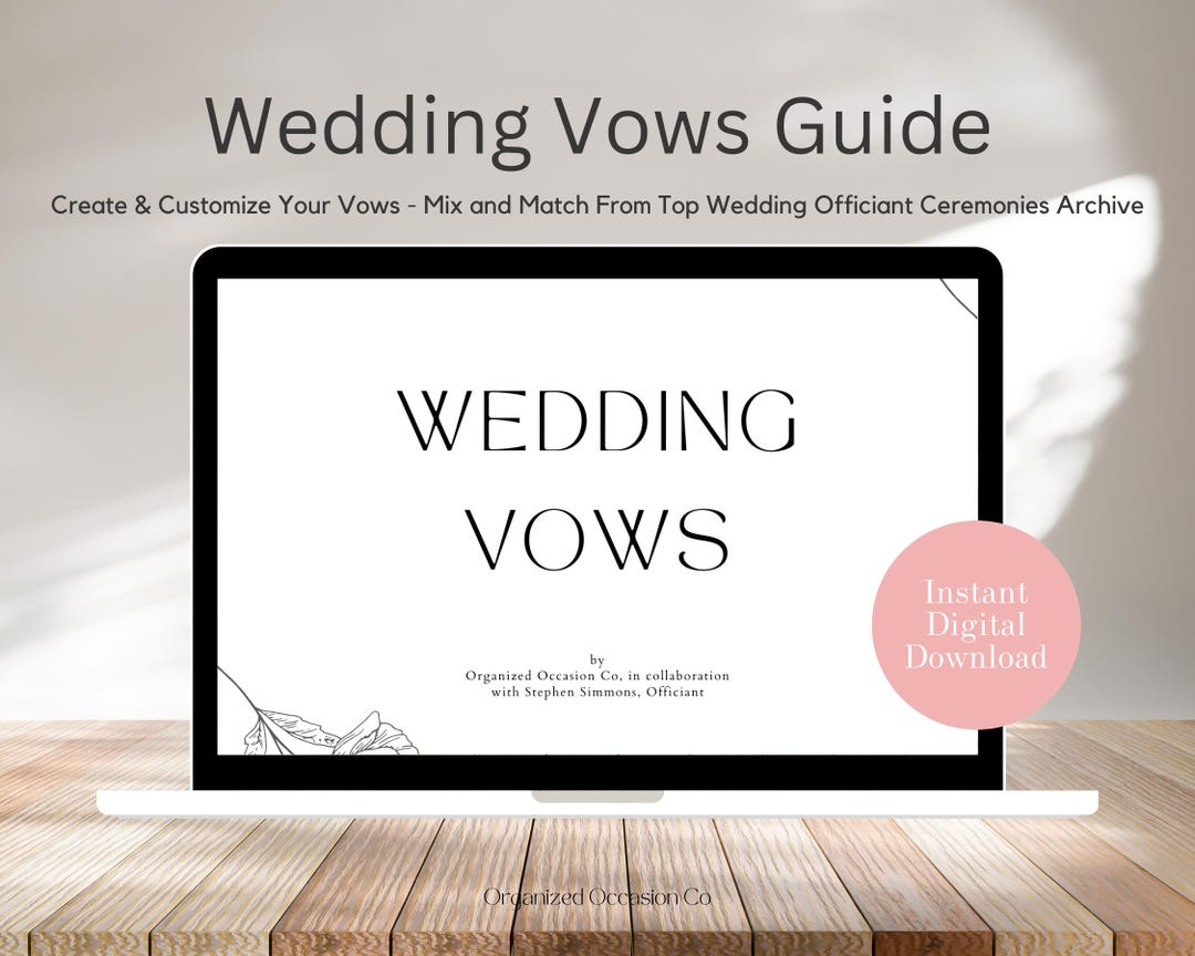 Wedding Vows Guide, Instant Digital Download, Ceremony Planning Samples ...