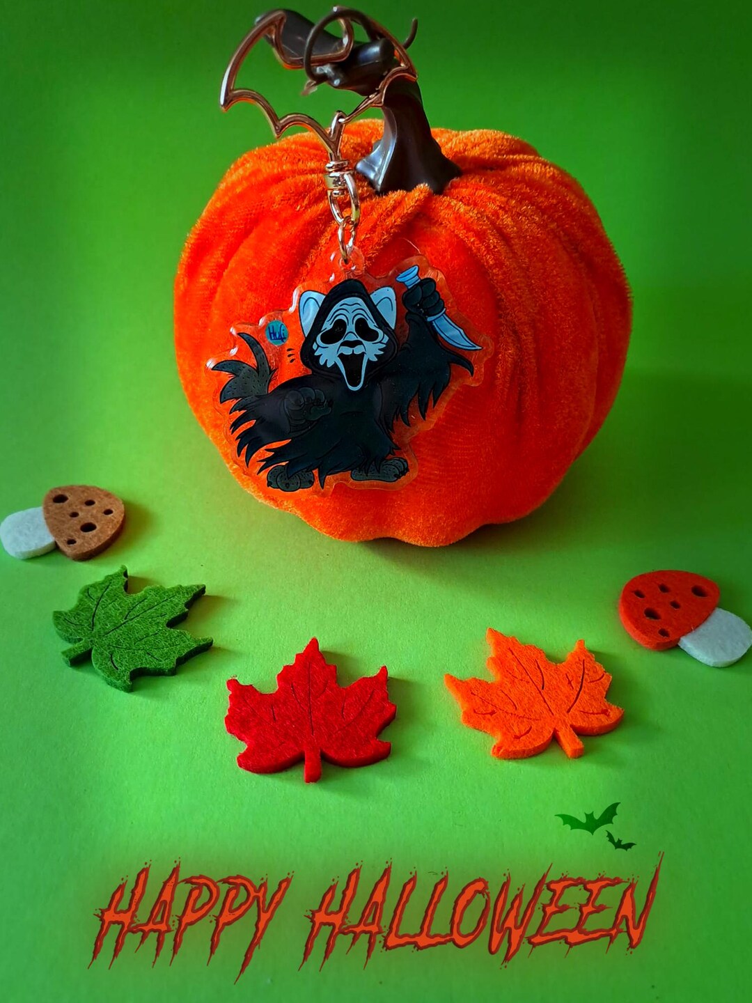 Halloween Cat Keychain - Ghostface Scream Cat + Postcard Print - Etsy