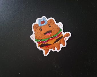 Burger Cat Vinyl Sticker, Fun Sticker, Tumbler Sticker, Laptop Sticker ...