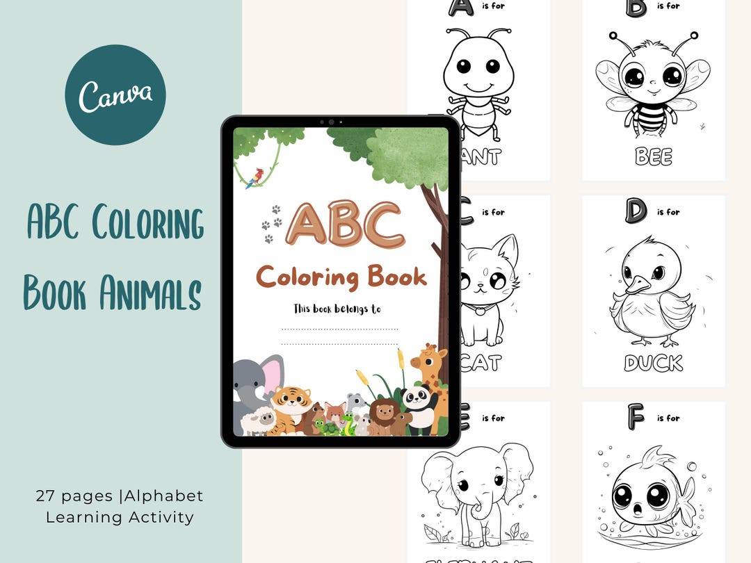 ABC Coloring Book Animals | Educational Animal Coloring Book for Kids ...