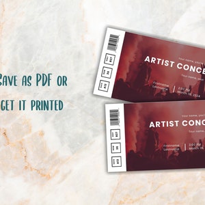 Customizable Concert Ticket Template Red | Editable Canva Design ...