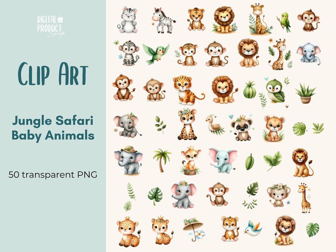 Baby Animal Clipart - Baby Animals Clipart Instant Download - Cute Baby ...