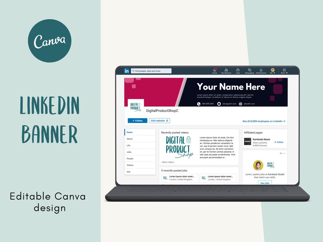 Personalized Linkedin Header Template for Canva | Professional Banner ...